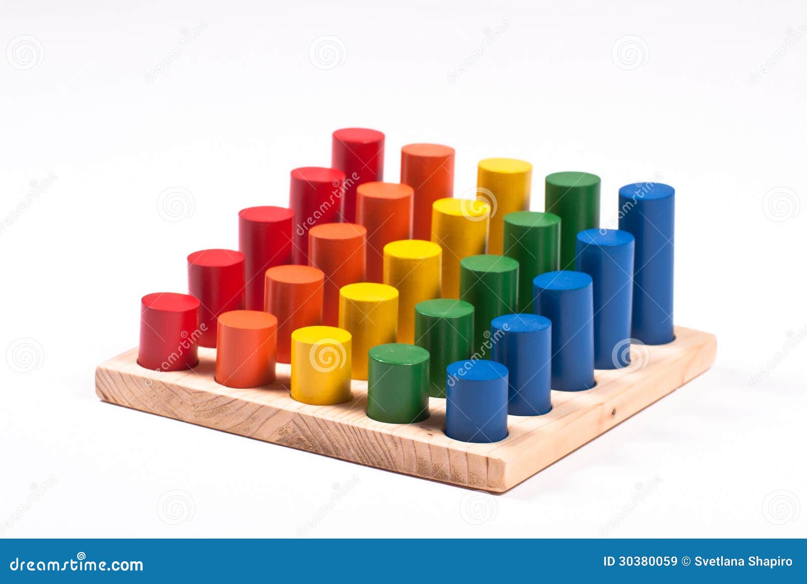 Sensory Toy: Bright Multi-Colored Cylinders on Base Stock Image - Image ...