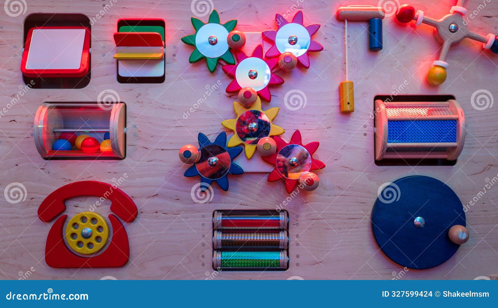 Sensory Wall Panel with Many Child Activities Stock Photo - Image of ...