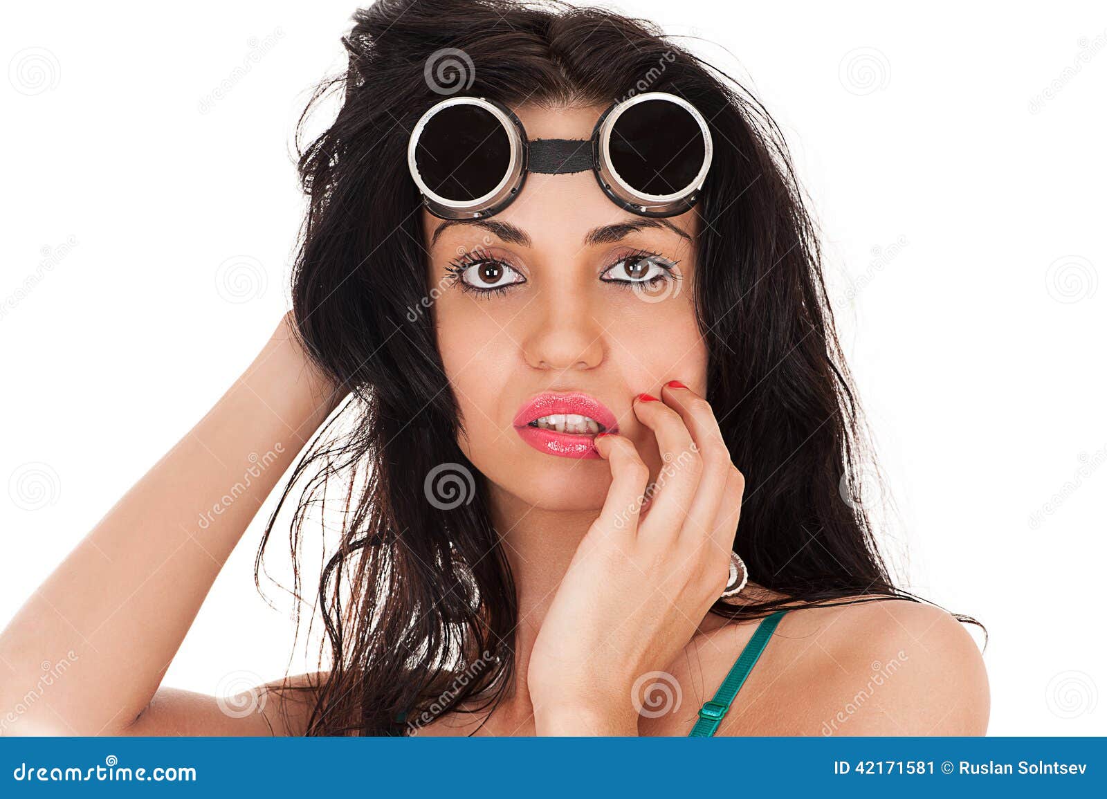 Sensual Beautiful Woman in Goggles Stock Image - Image of desire ...