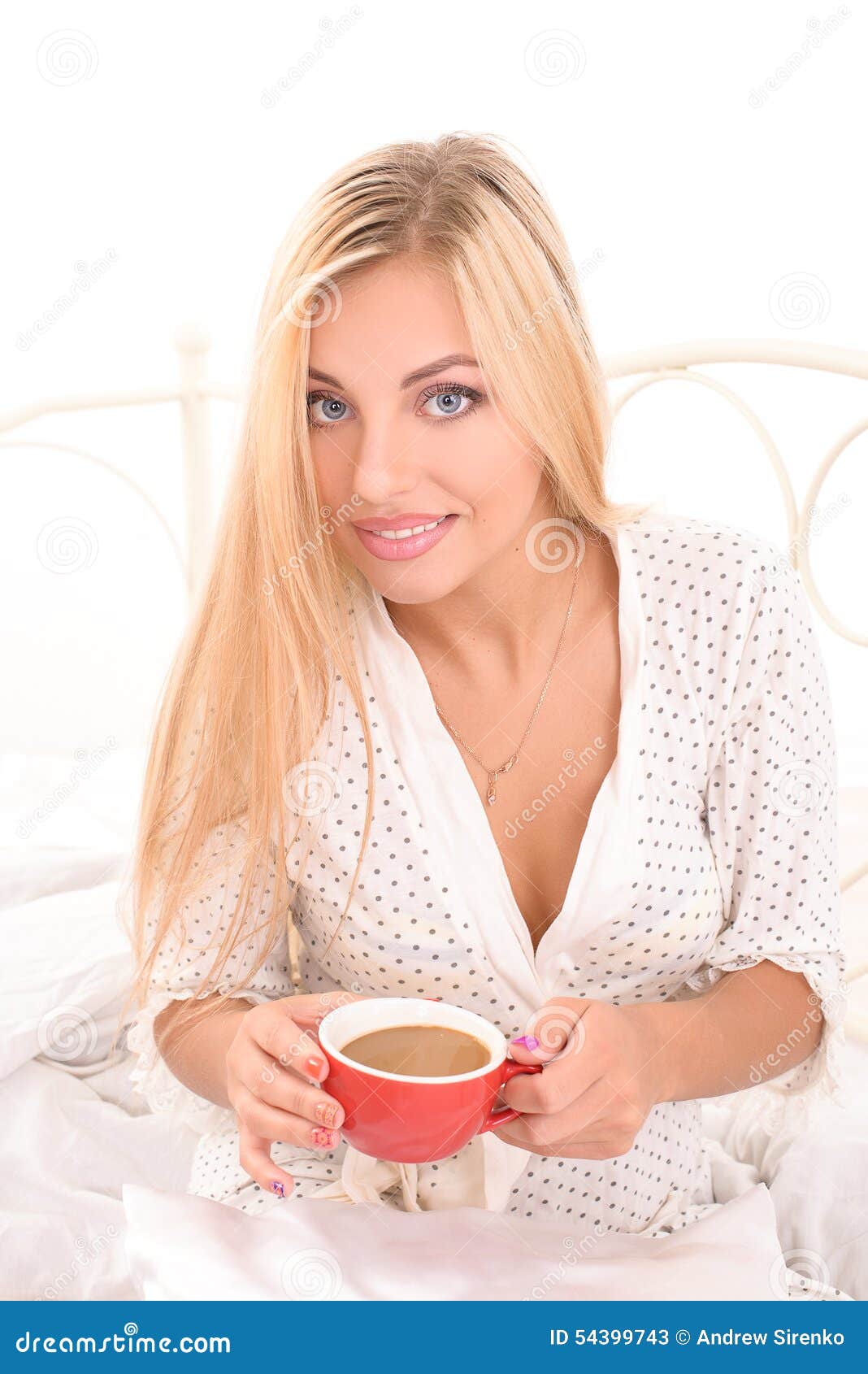 Sensual Blonde Girl Drinking Her Morning Coffee Stock Image Image Of