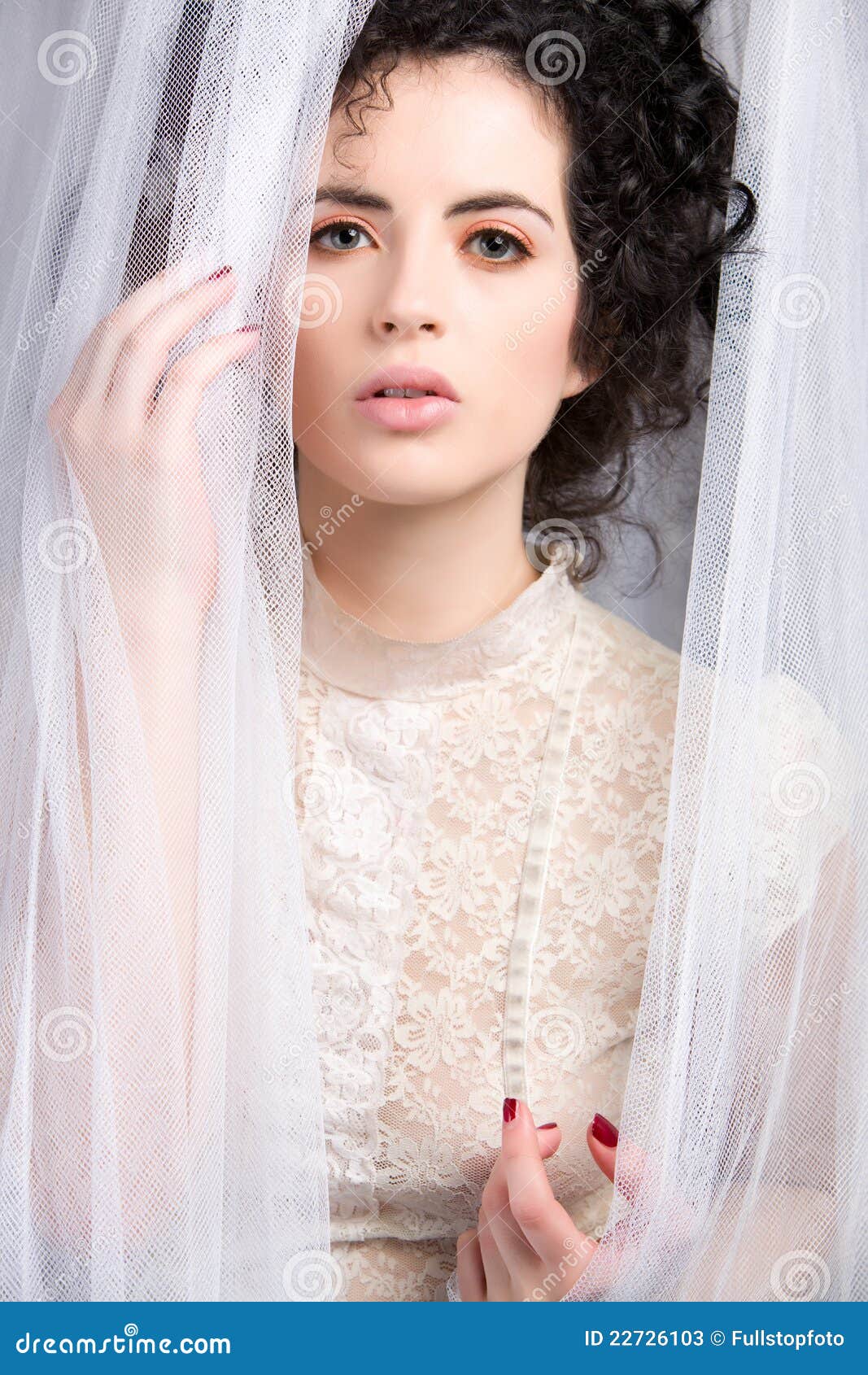 Sensual Brunette Model in Lace Blouse Stock Image - Image of girl ...