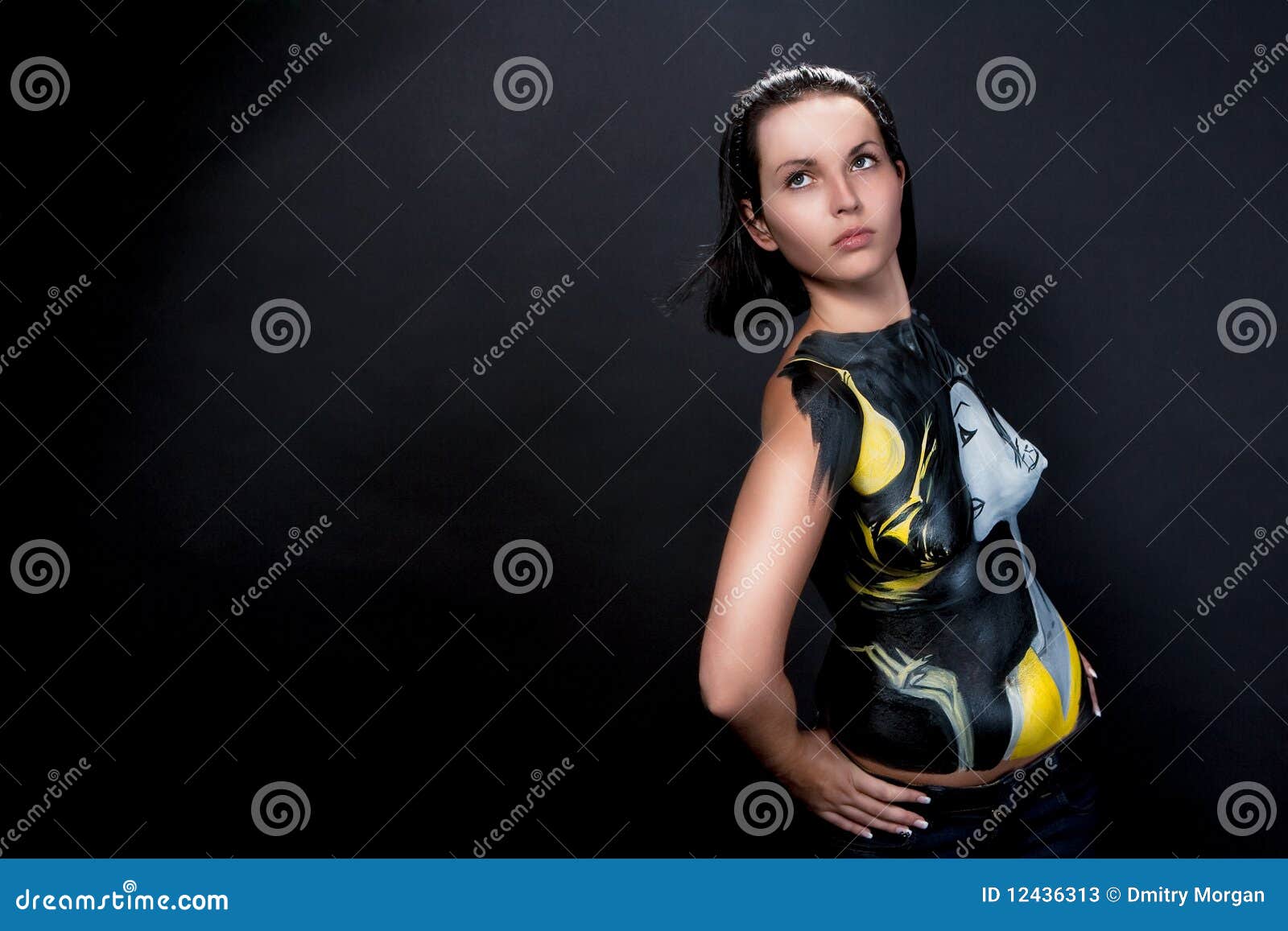 Sensual Caucasian Model of Body Art Stock Image - Image of cute ...