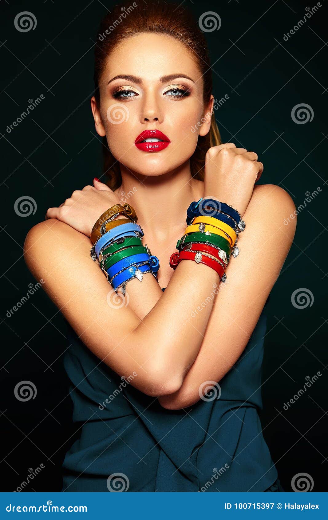 Portrait Of Beautiful Woman Model With Makeup And Clean Healthy Skin