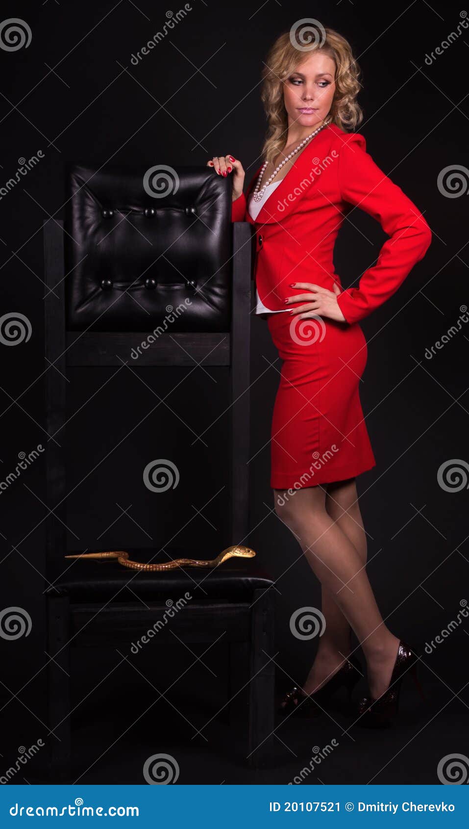 Sensual Lady in Red with Snake Stock Image - Image of model, beauty ...