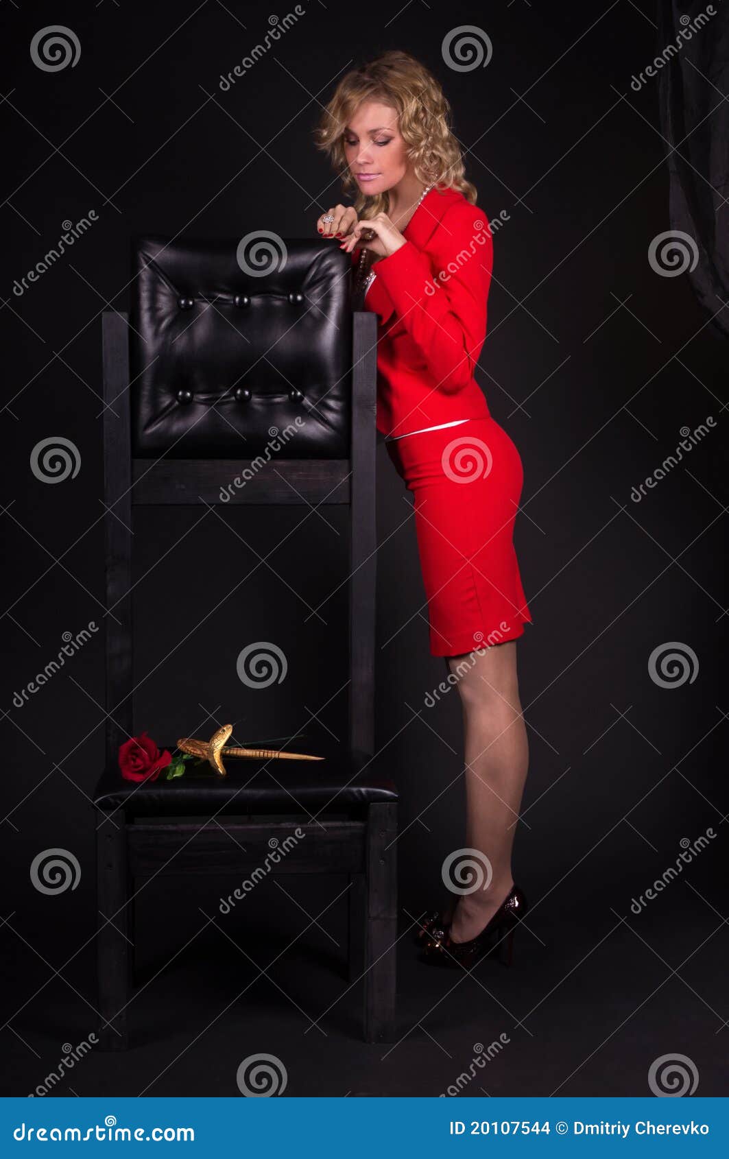 Sensual Lady in Red with Snake Stock Photo - Image of beautiful, beauty ...
