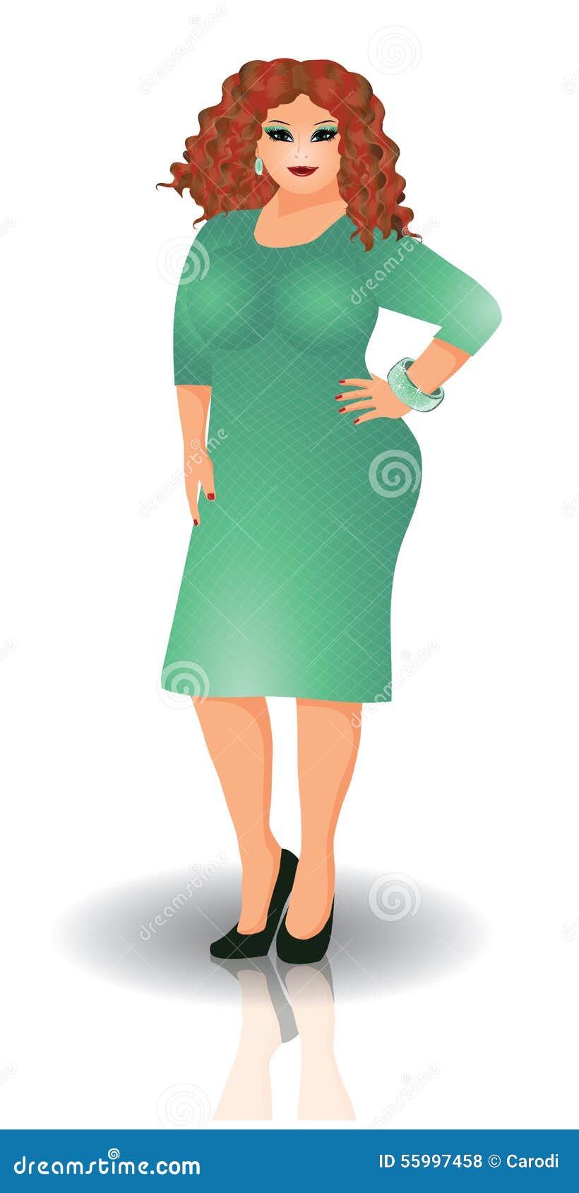 Sensual Plus Size Woman in Dress Stock Vector - Illustration of pretty ...
