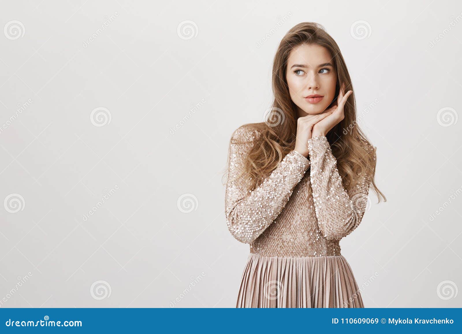 Sensual Successful Caucasian Girlfriend Leaning Head On Hands While