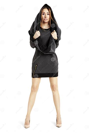 Sensual Woman In Black Mini Dress Stock Image Image Of Camera
