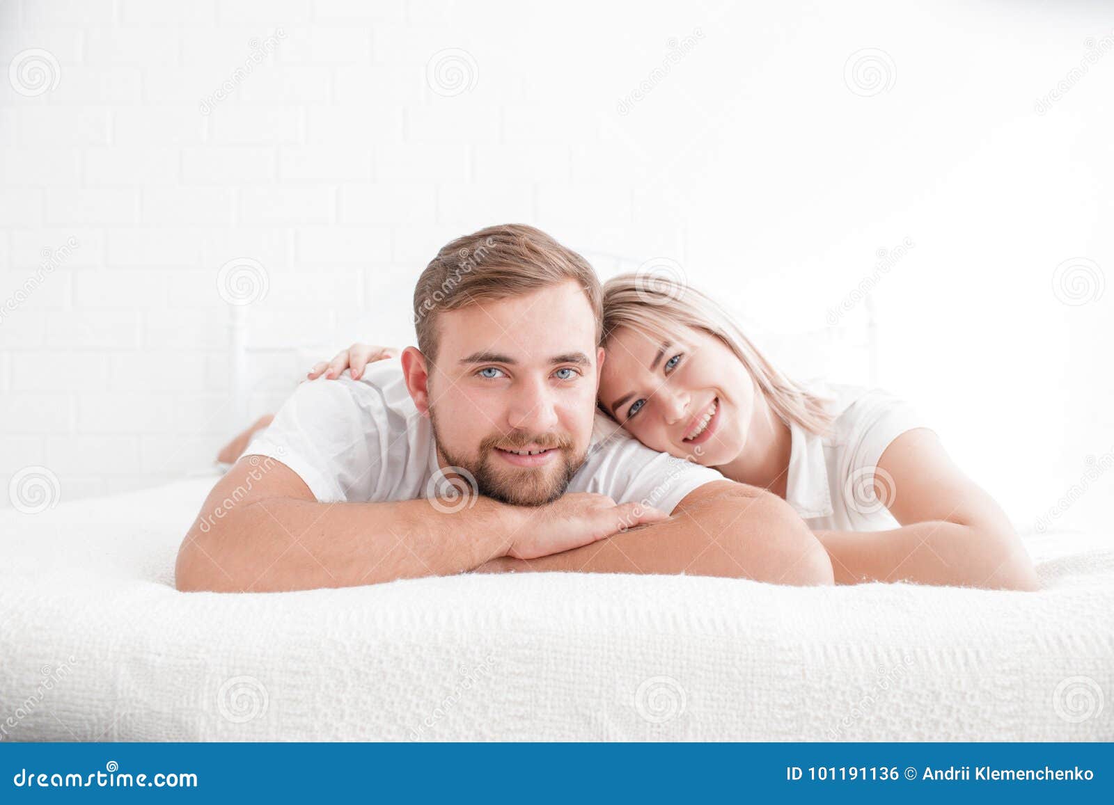 Sensual Young Couple Together In Bed Happy Couple In Bedroom On A