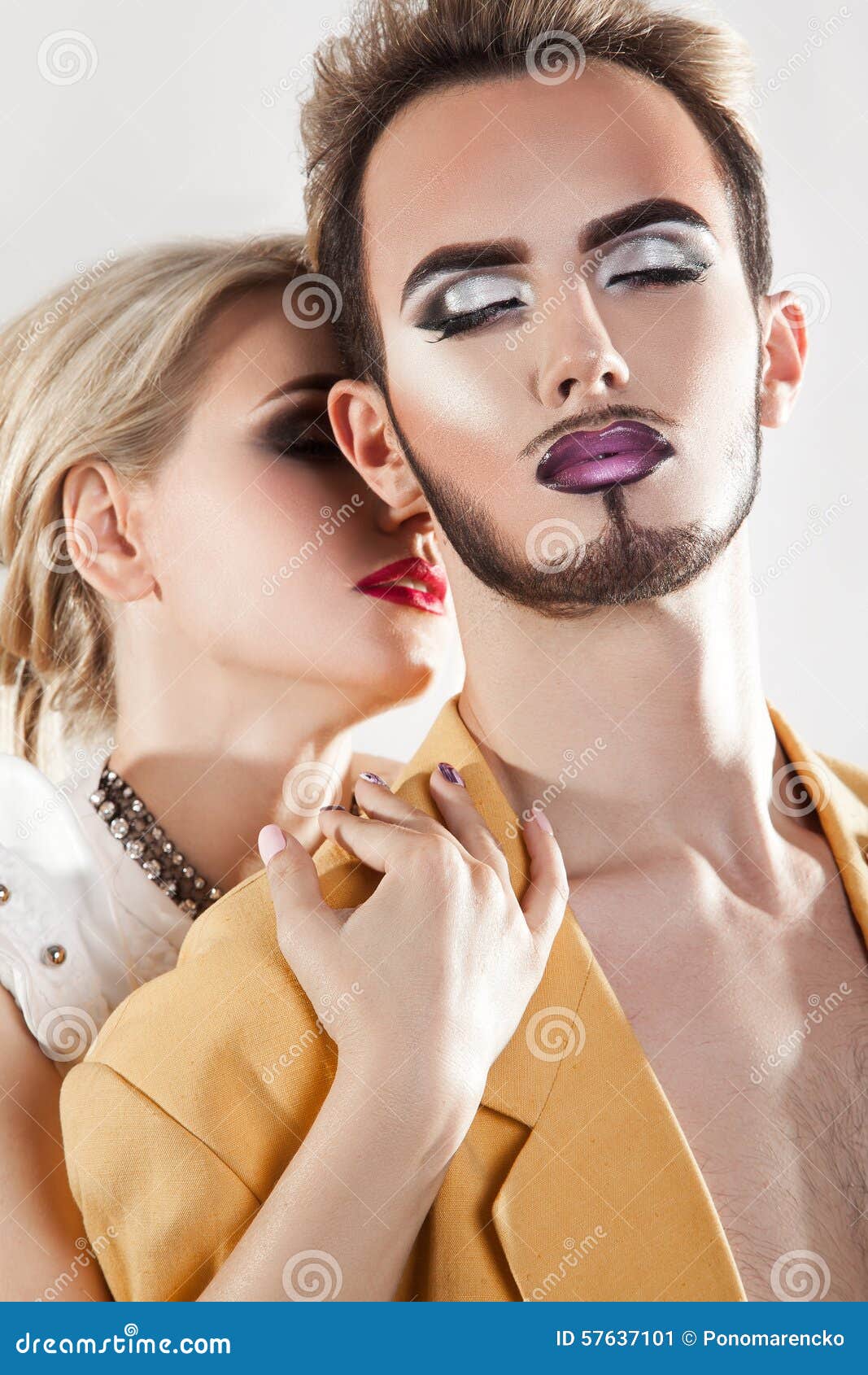 Sensuality Couple in Love. Both with Nice Makeup Stock Image - Image of ...