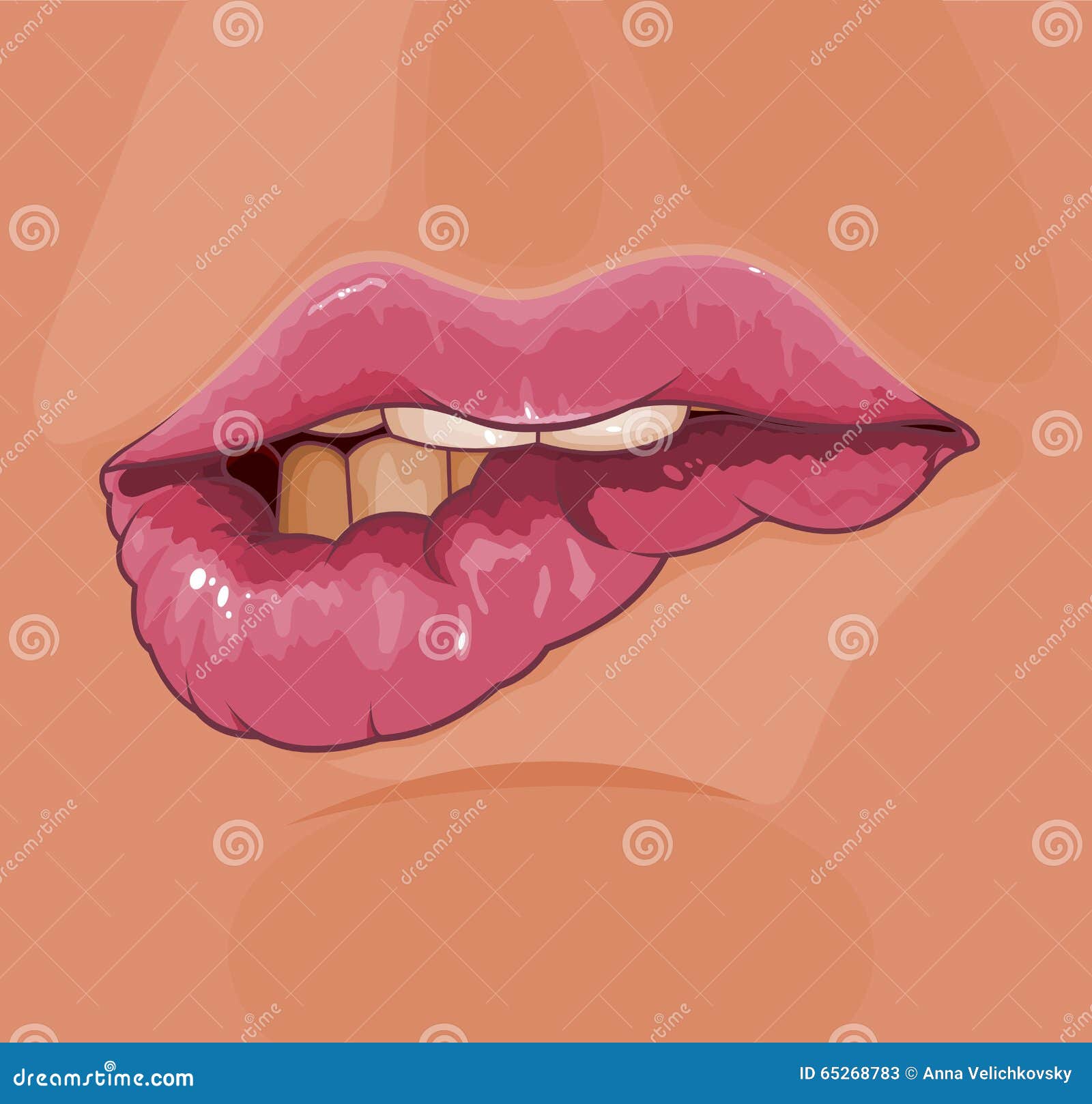 Cartoons Pop Art Red Lips On Fire Background. Female Mouth With Spicy ...