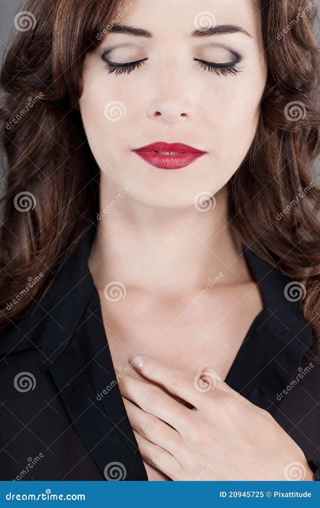 Sensuous Woman Beautiful Red Lips Eyes Closed Stock Image - Image of ...