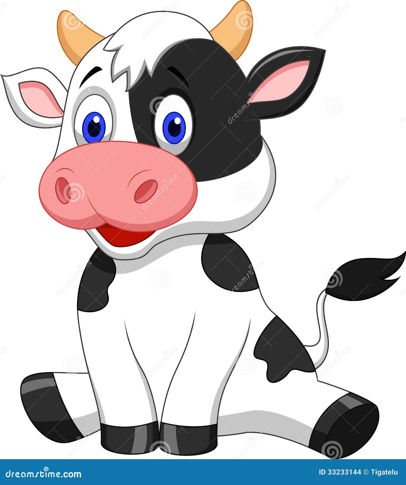 Sentada Linda De La Historieta De La Vaca Ilustración del Vector ...