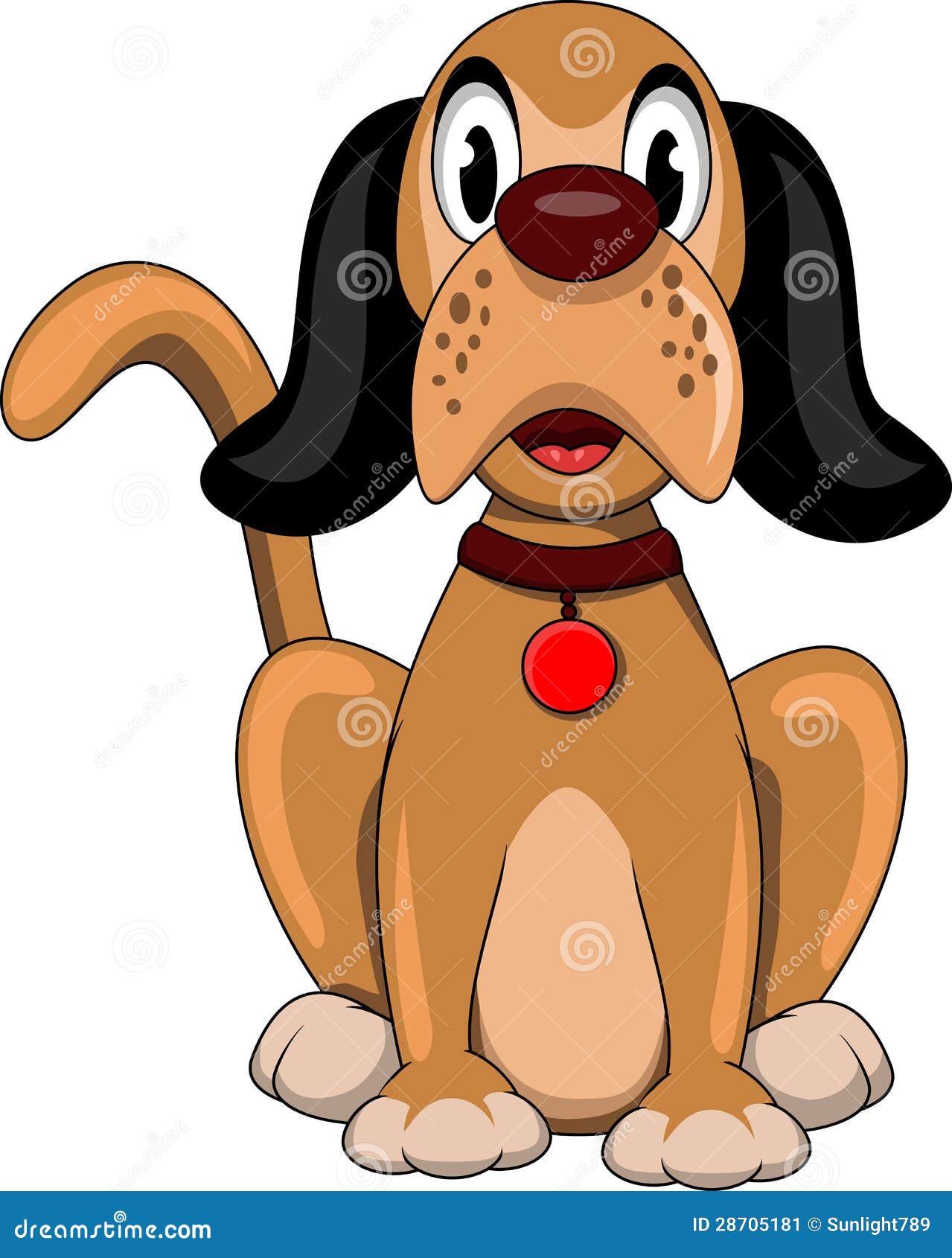 Sentada Linda De La Historieta Del Perro Stock de ilustración ...