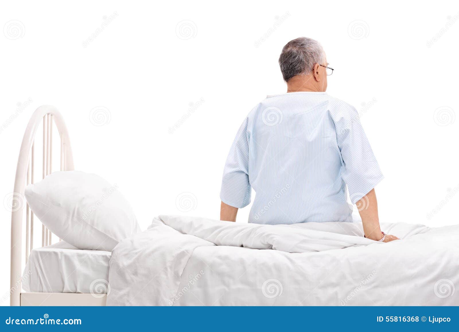 Sentada Paciente Mayor En Una Cama De Hospital Foto de archivo - Imagen ...