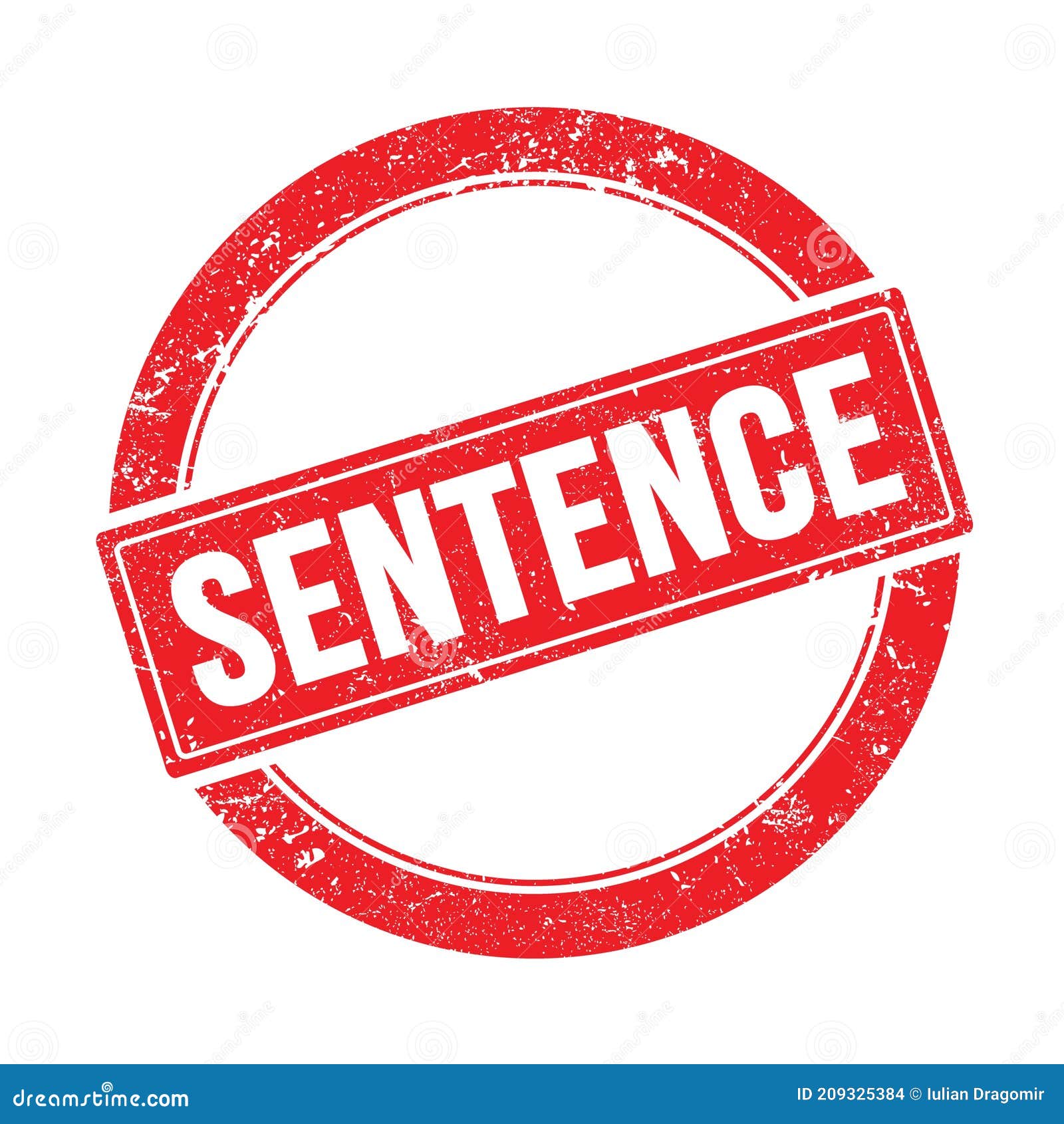 SENTENCE Text on Red Grungy Round Stamp Stock Illustration ...