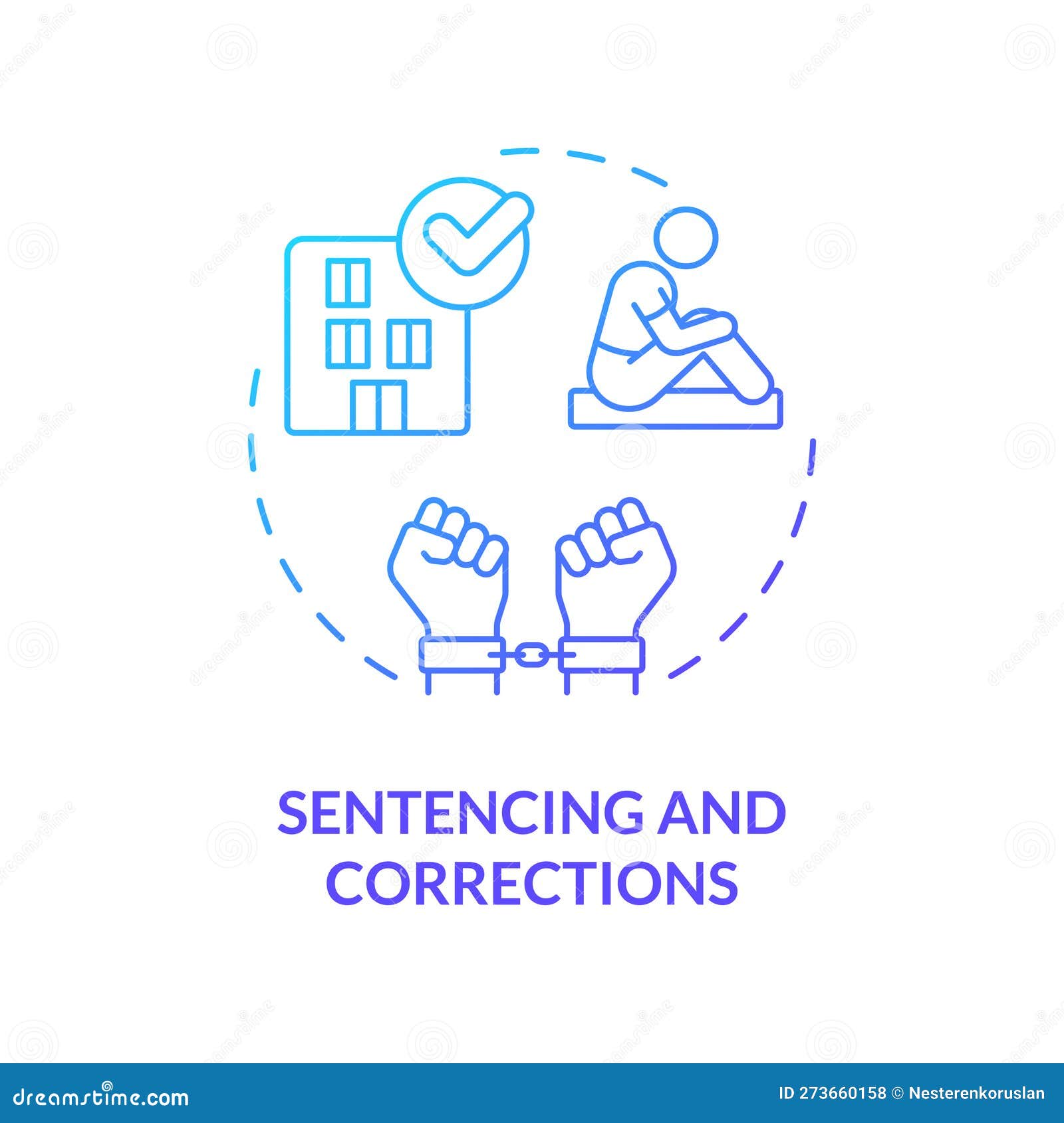 Sentencing and Corrections Blue Gradient Concept Icon Stock Vector ...