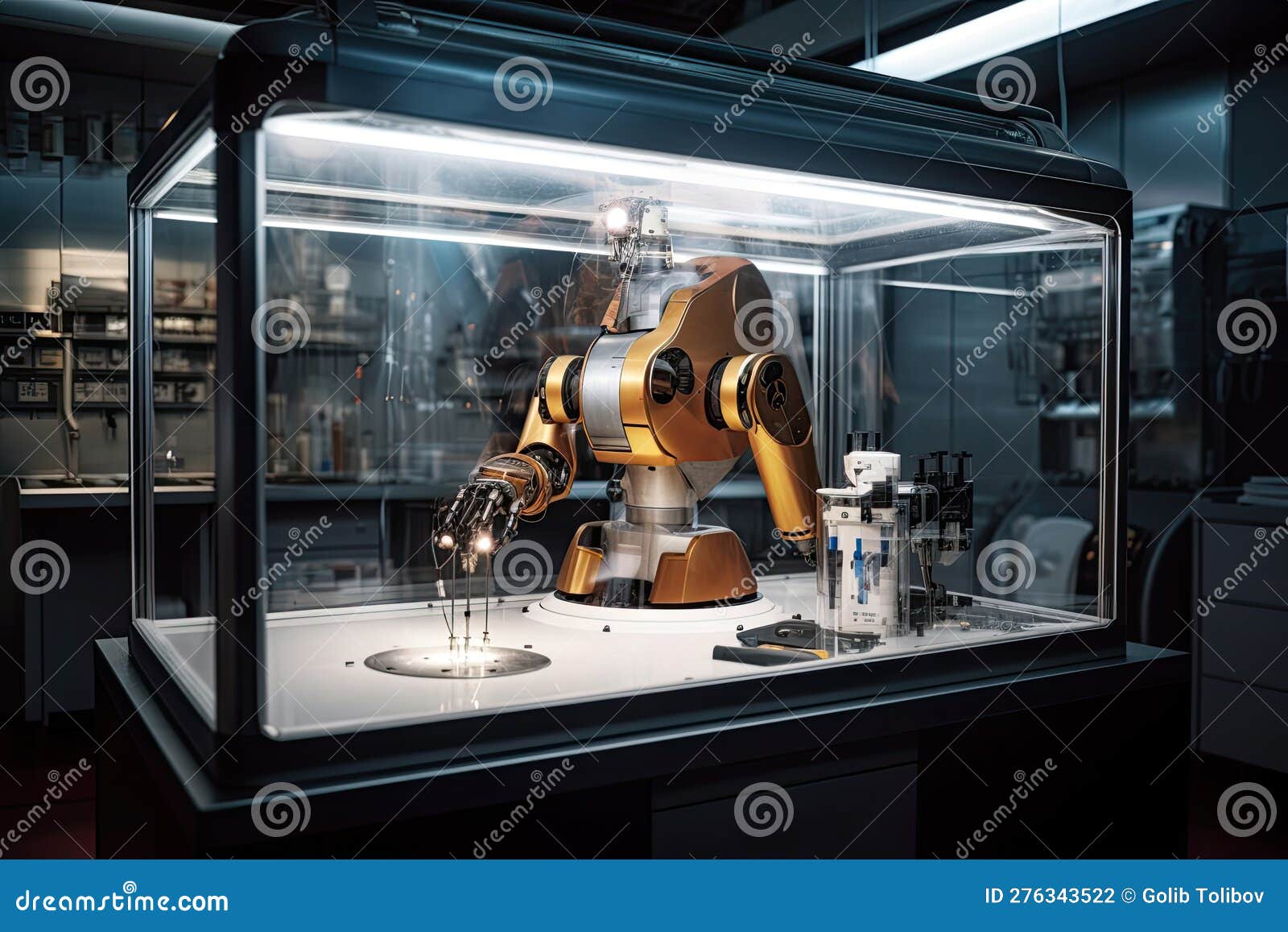 Sentient Robot in Futuristic Room. Generative Ai Stock Illustration ...