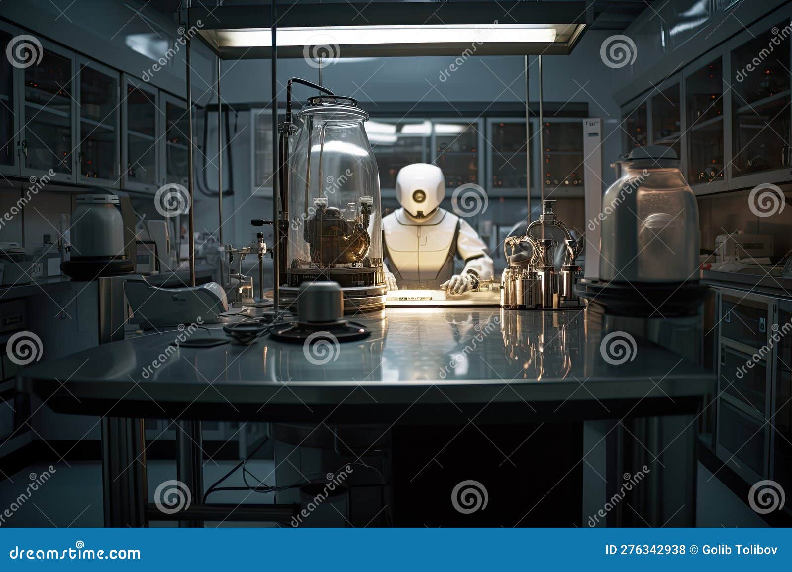 Sentient Robot in a Science Lab. Generative Ai Stock Illustration ...