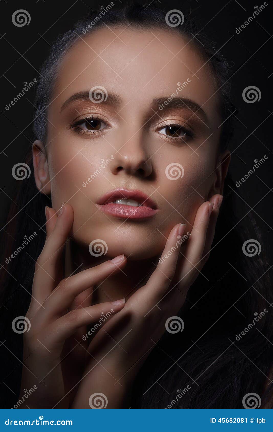 Sentiment. Affectionate Woman Touching Her Face Stock Image - Image of ...