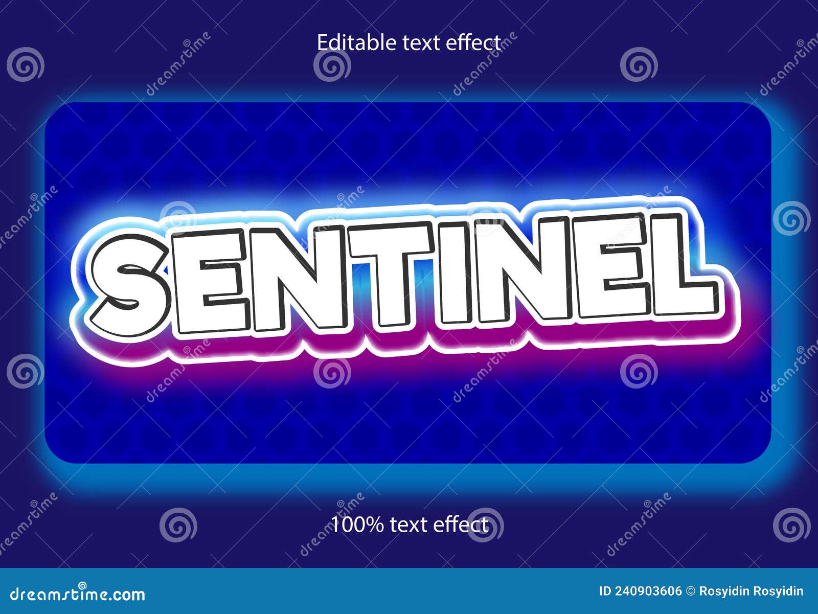 Sentinel Writing Shadow Text Effect Stock Vector - Illustration of ...