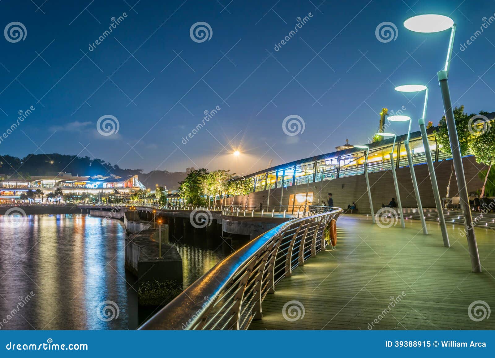 Sentosa boardwalk stock image. Image of light, nightscape - 39388915