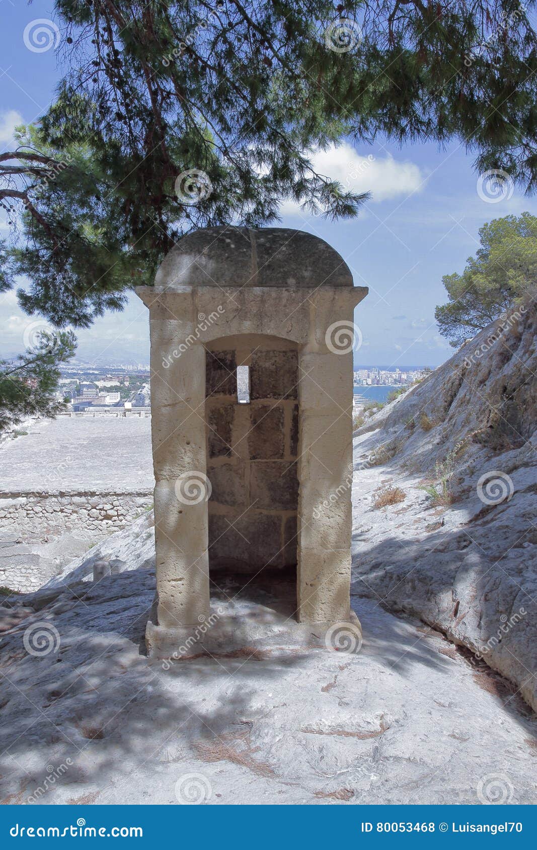Sentry Box in Santa Barbara Castle Stock Photo - Image of coast ...