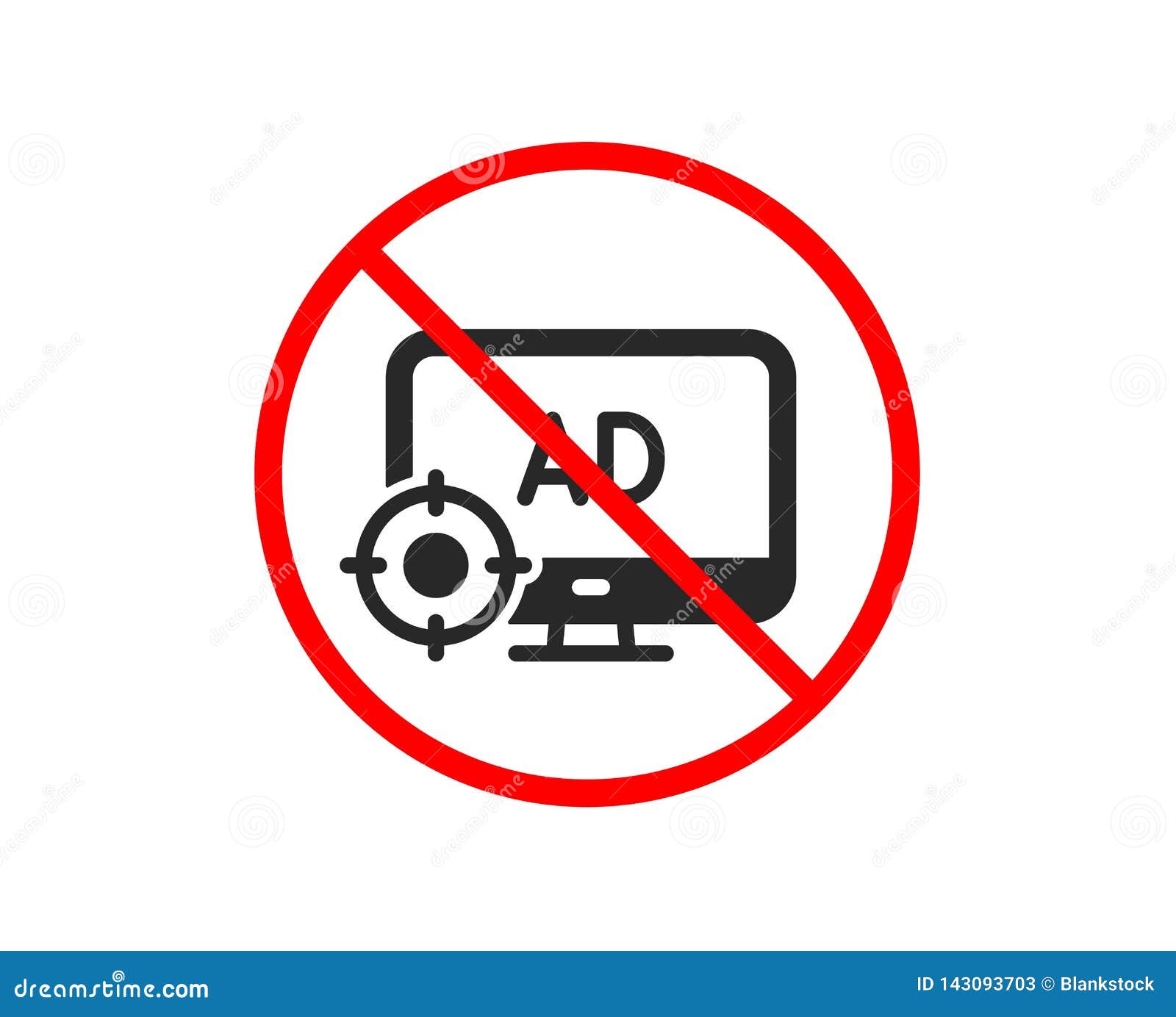 Adblock Icon Of 3 Types Color, Black And White, Outline. Isolated ...