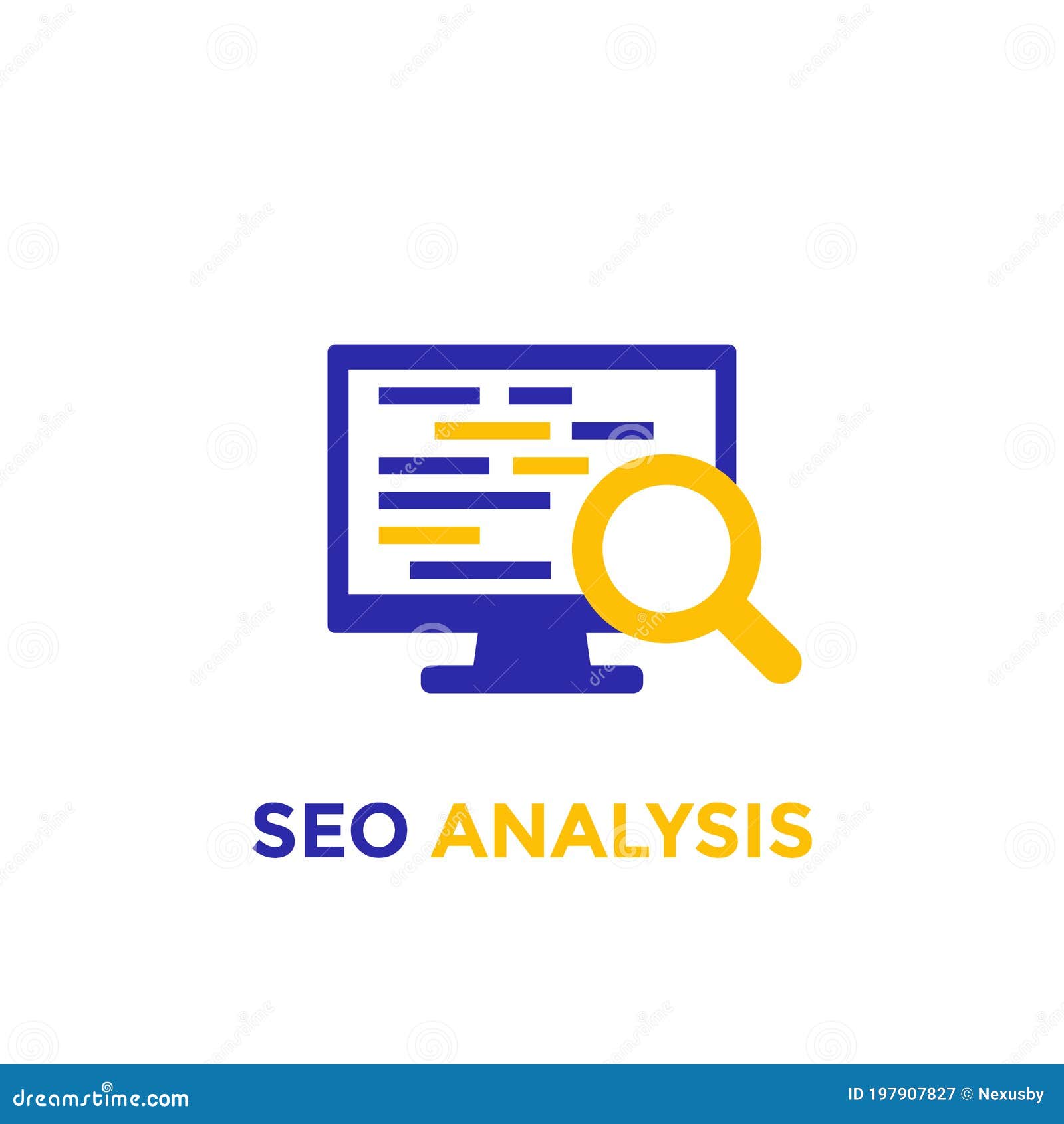 Seo analysis icon on white stock vector. Illustration of search - 197907827