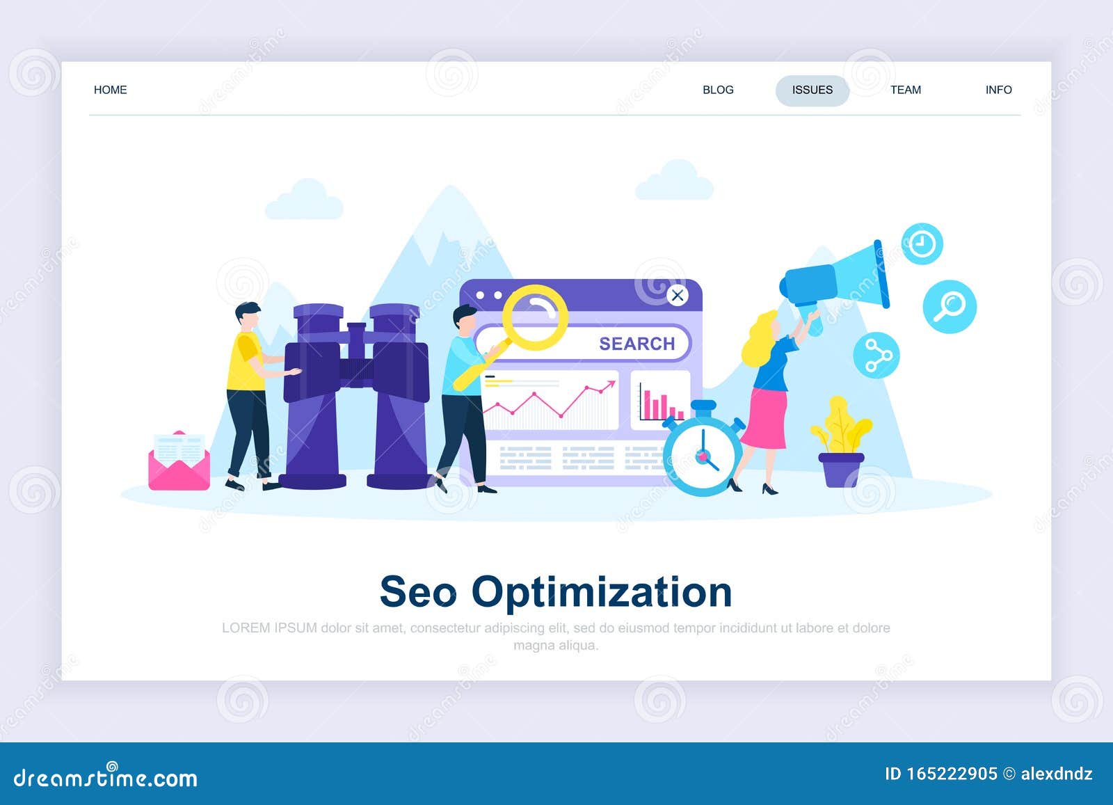 Seo Analysis Modern Flat Design Concept. Search Engine and People ...