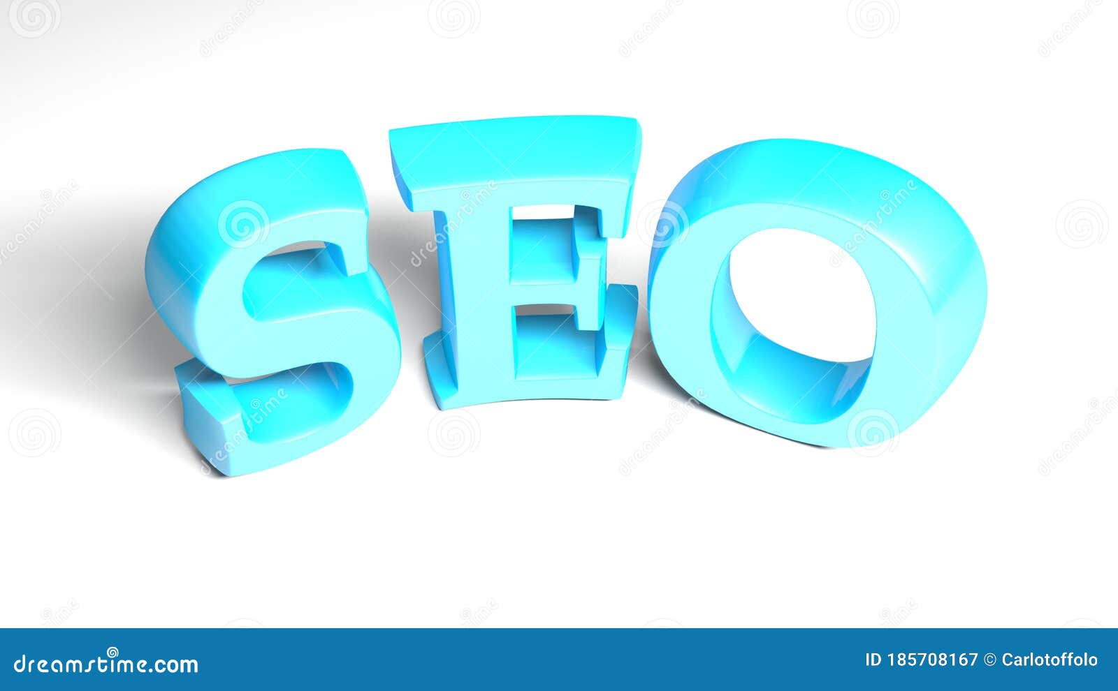 SEO Blue Isolated on White Background - 3D Rendering Illustration Stock ...
