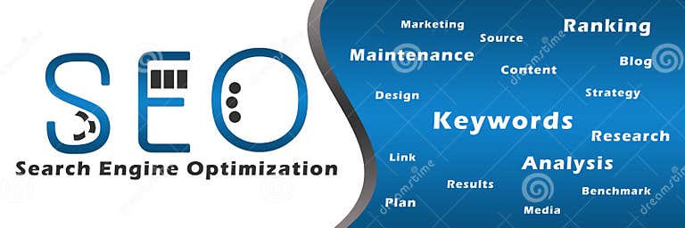 Seo Blue with Keywords Banner Stock Illustration - Illustration of ...