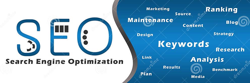 Seo Blue with Keywords Banner Stock Illustration - Illustration of ...