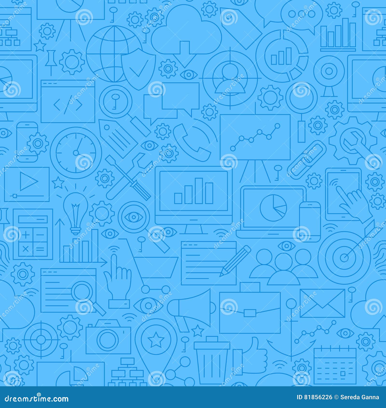 SEO Blue Line Seamless Pattern Stock Vector - Illustration of click ...