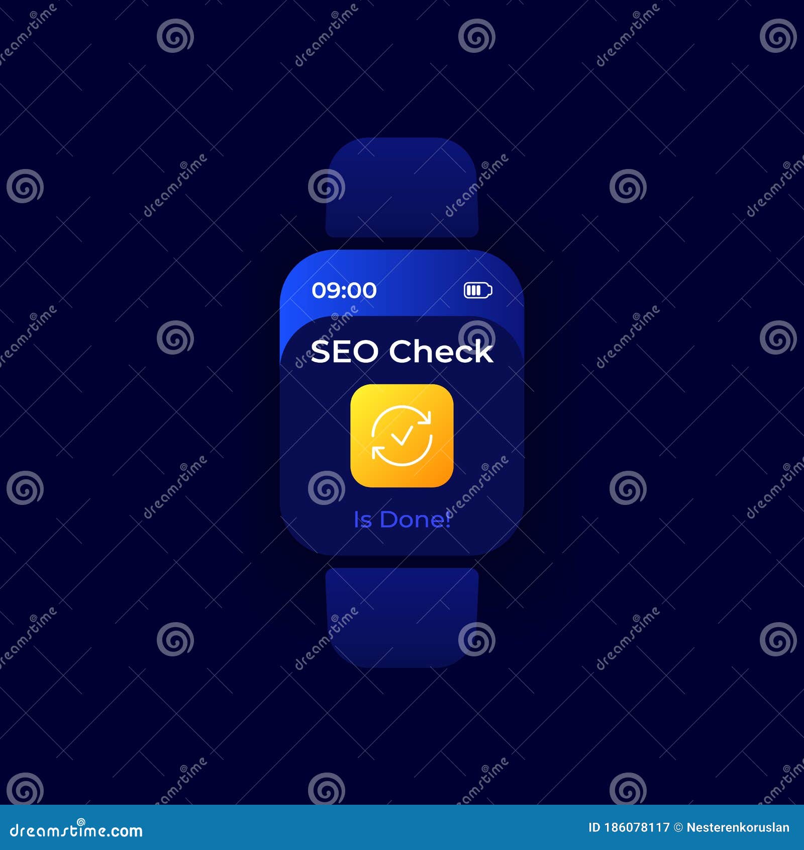 Seo Check Smartwatch Interface Vector Template Stock Vector ...