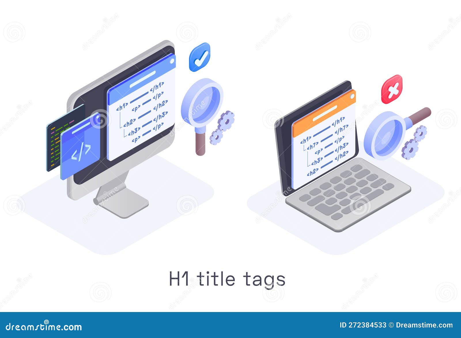 SEO Coding Isometric Composition Stock Vector - Illustration of ...