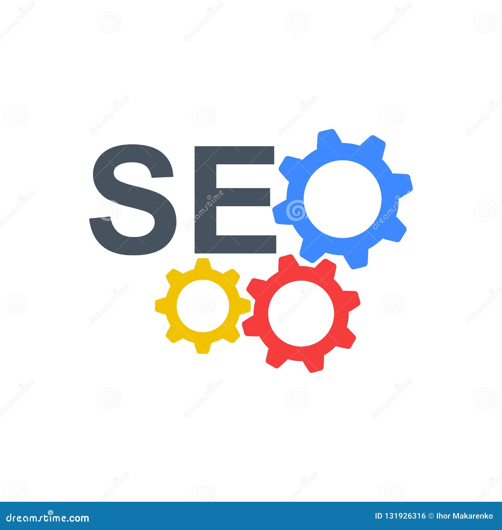 SEO Colorful Flat Logo Icon with Gear Stock Vector - Illustration of ...