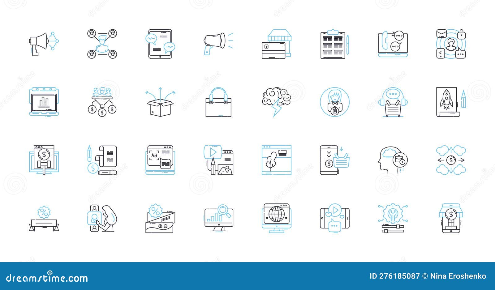 SEO Company Linear Icons Set. Optimization, Ranking, Keywords ...