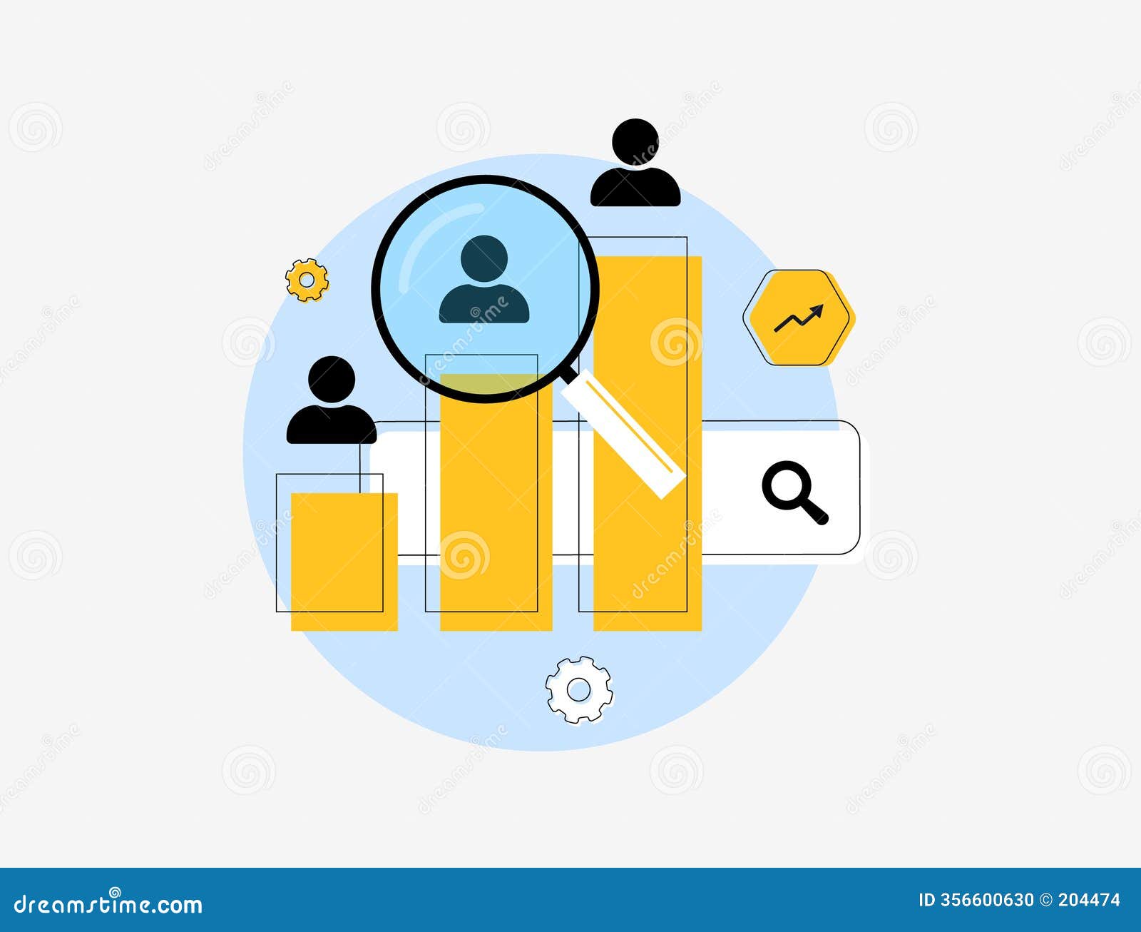Keyword Research Cartoon Vector Concepts. Laptop Chart Bars Screens ...