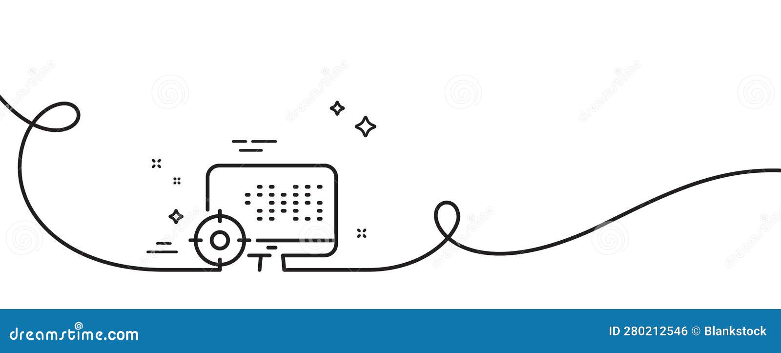 Seo Computer Line Icon Search Engine Optimization Sign Continuous Line With Curl Vector Stock