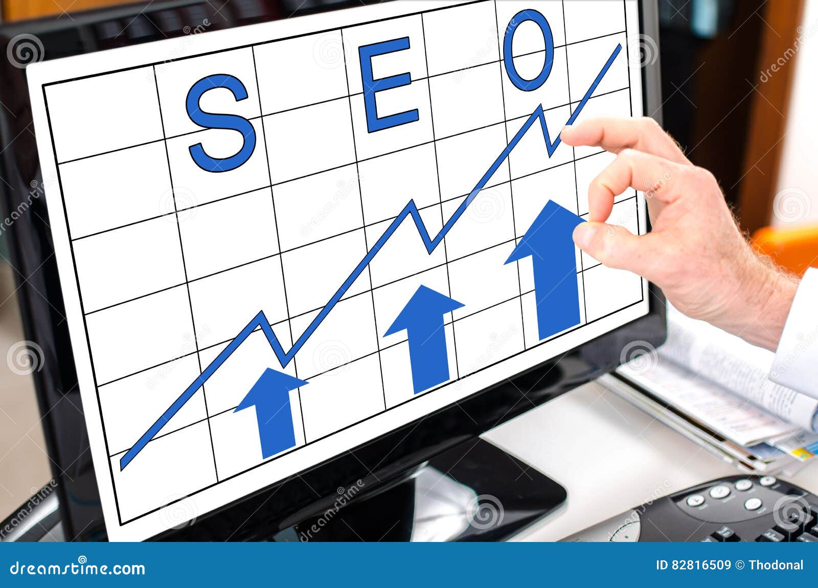 Seo Concept on a Computer Monitor Stock Image - Image of engine ...