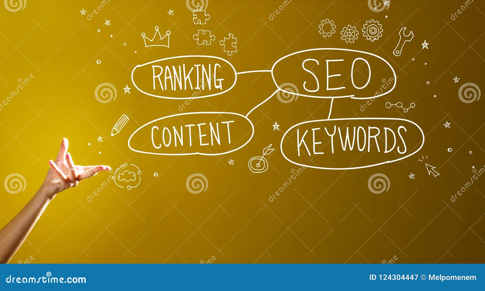 SEO concept with a hand stock image. Image of traffic - 124304447