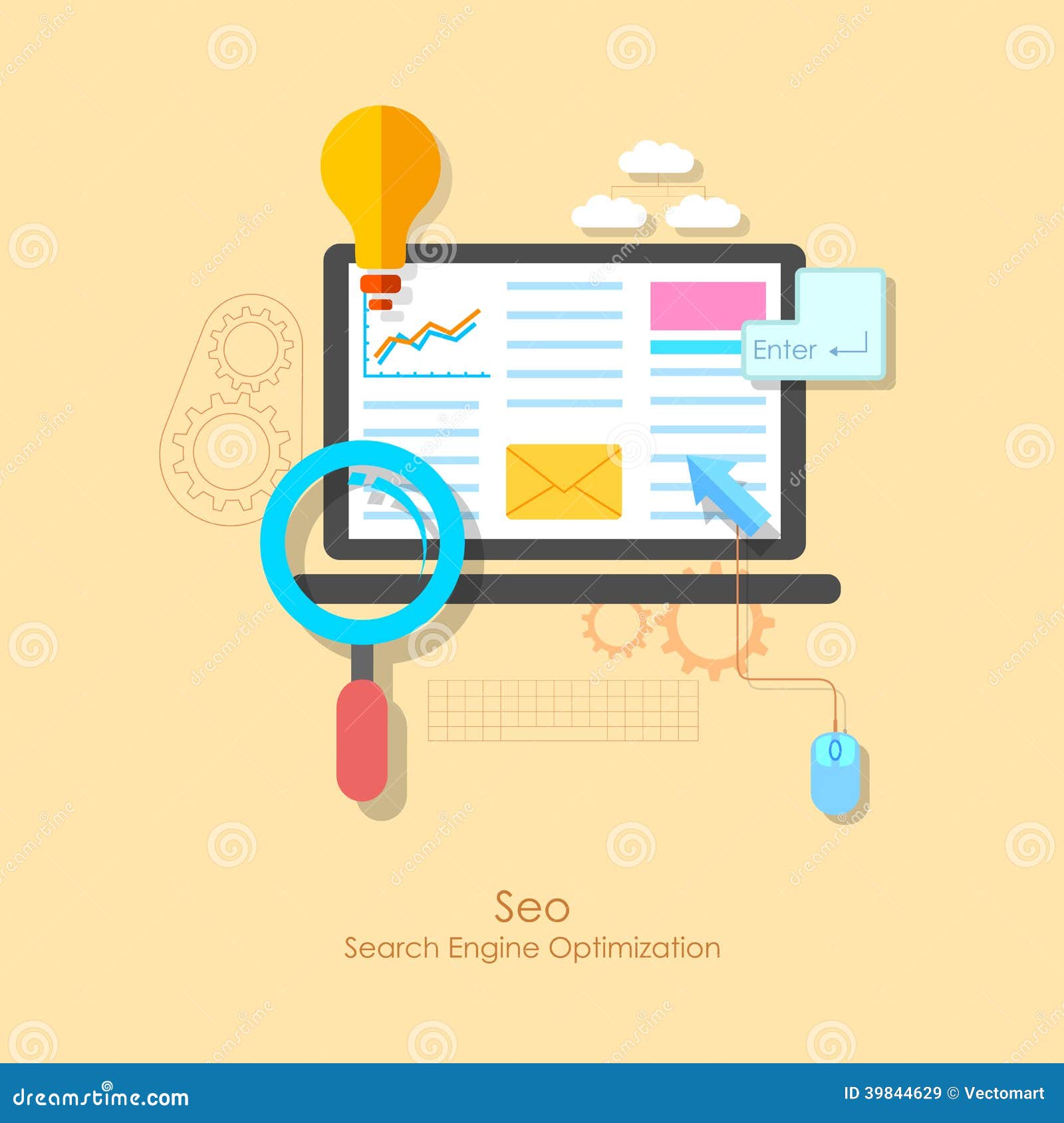 SEO concept stock vector. Illustration of computer, internet - 39844629