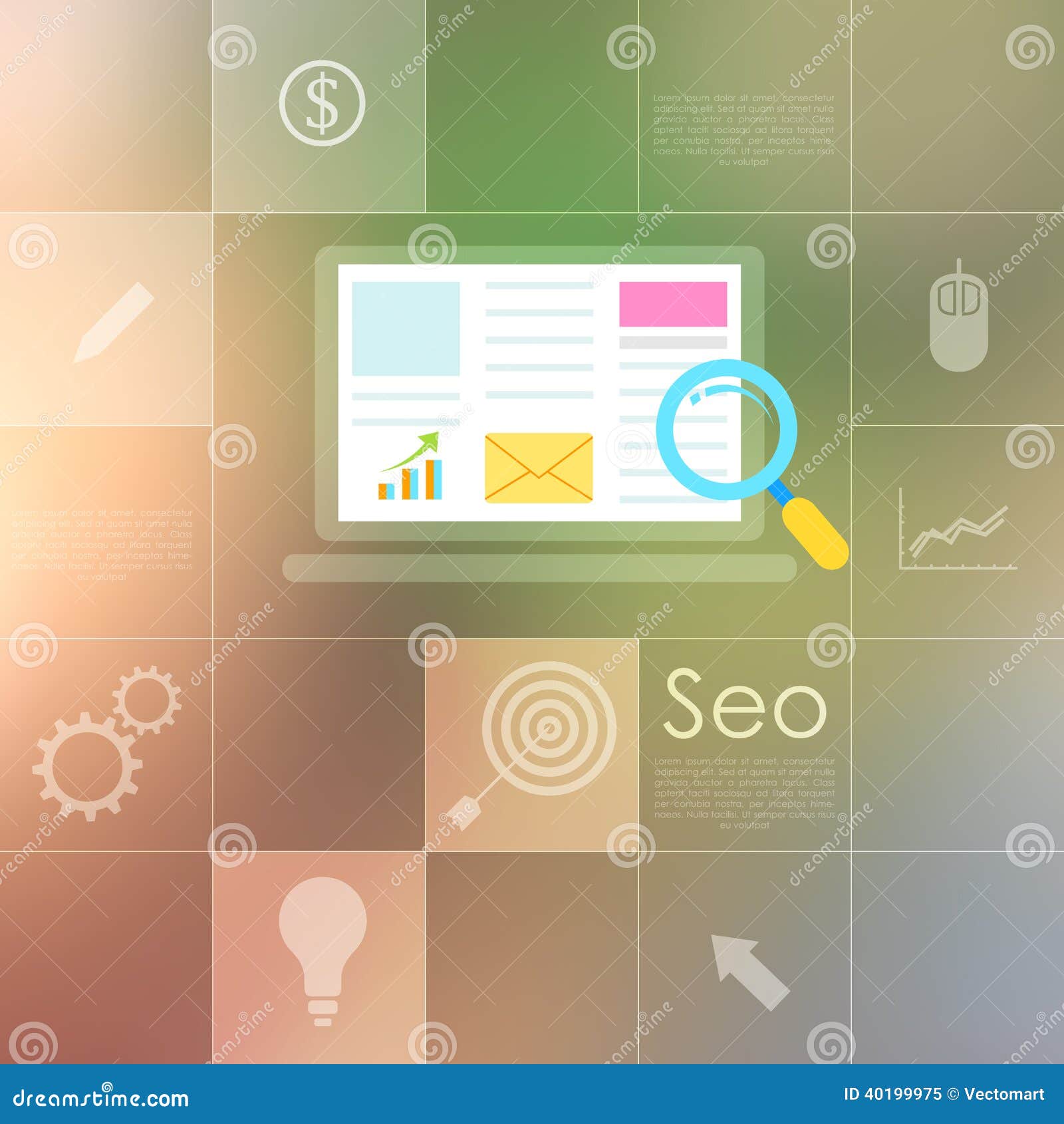 SEO concept stock vector. Illustration of gear, marketing - 40199975