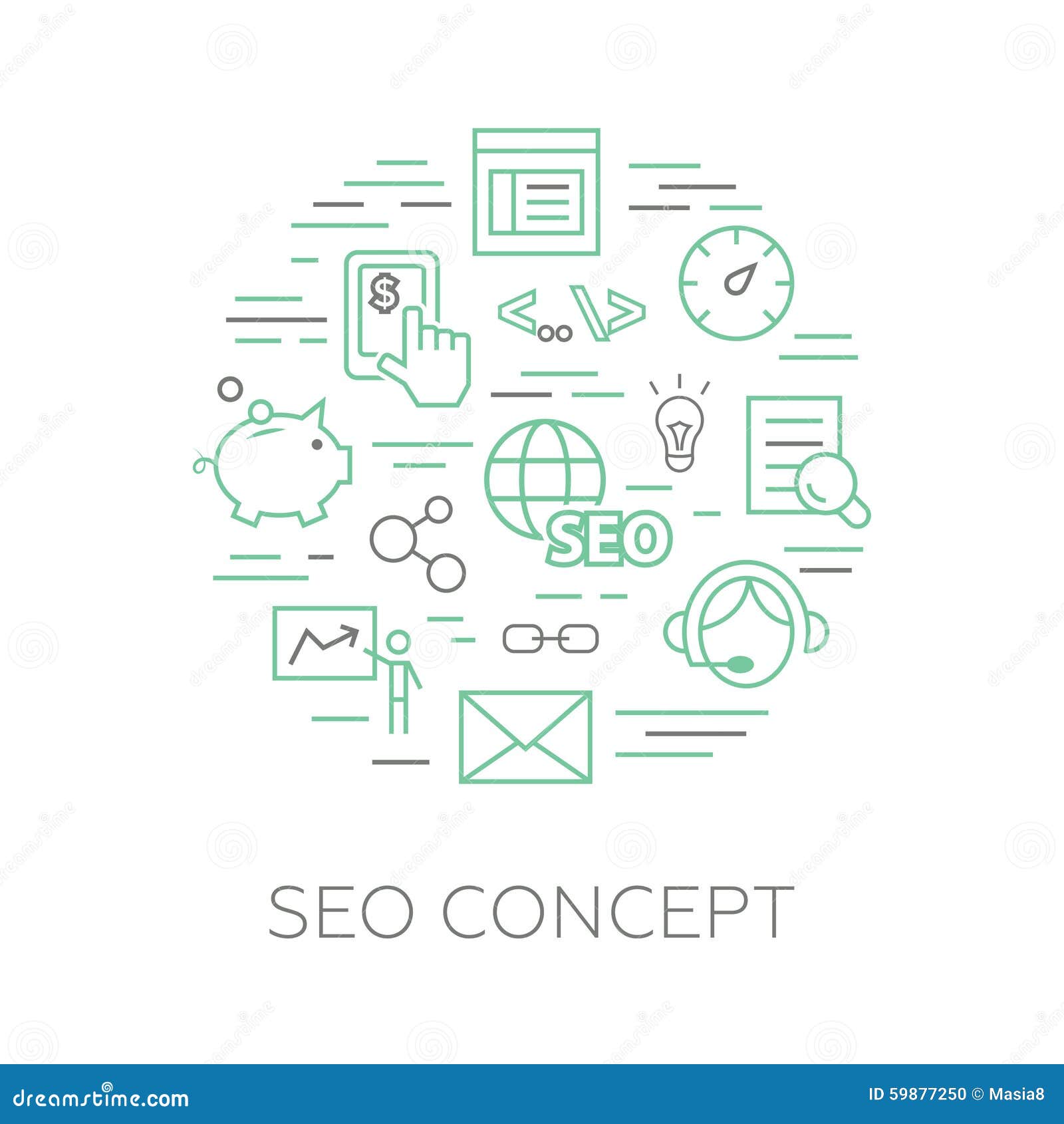 SEO Concept Made of Pictograms Stock Illustration - Illustration of ...