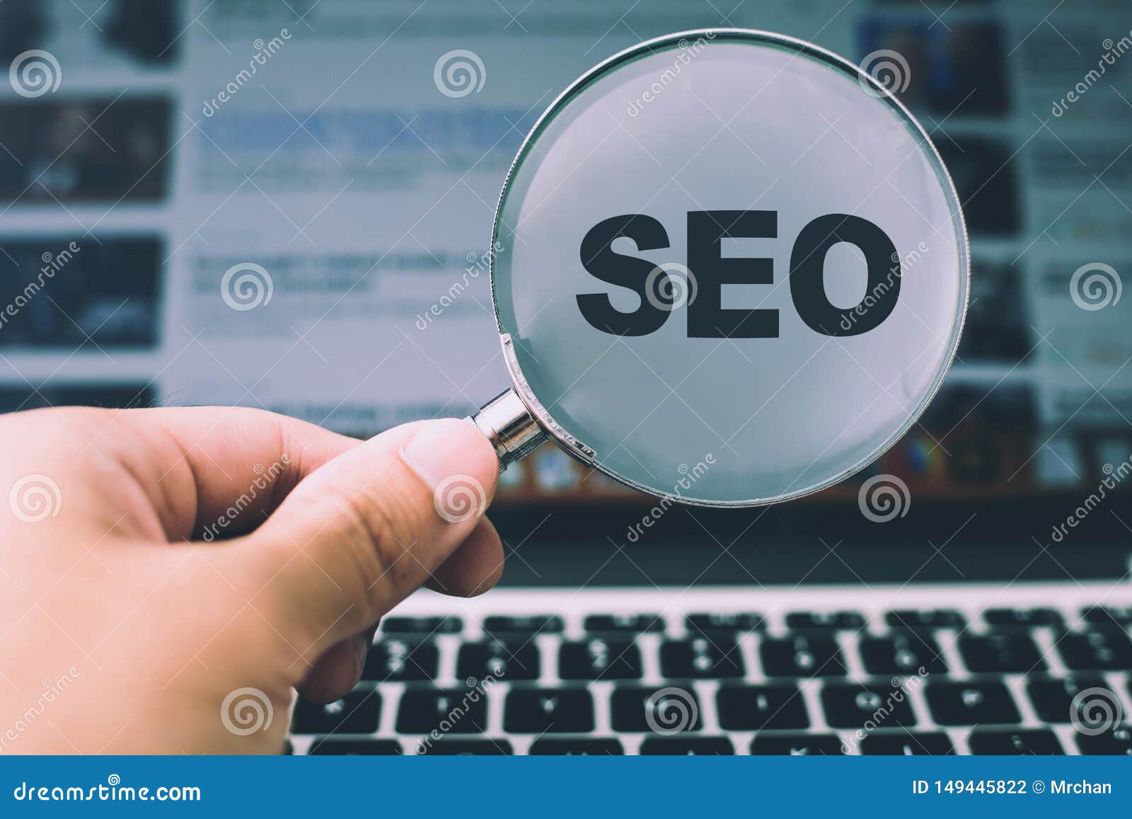 SEO Concept with Computer Background Stock Photo - Image of engine ...