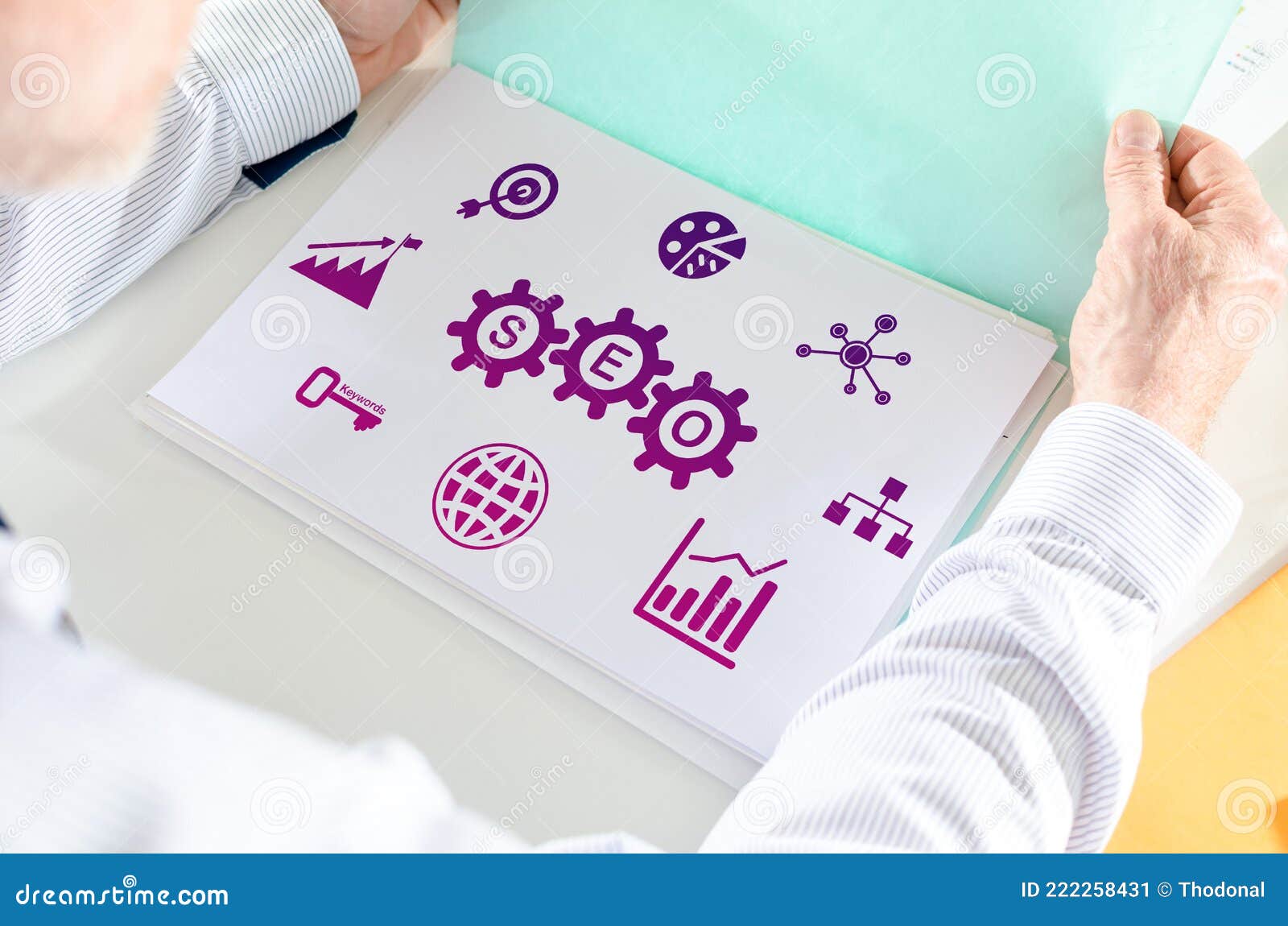 Seo concept on a paper stock image. Image of analyzing - 222258431