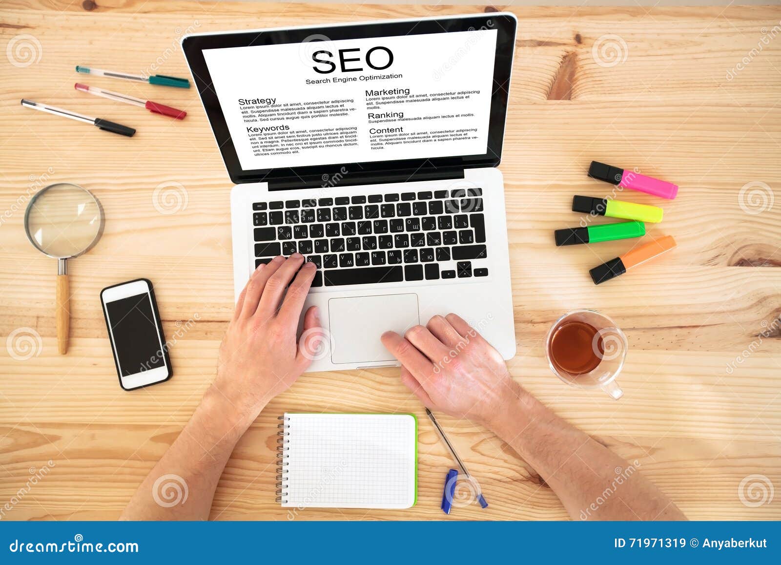 SEO Concept on the Screen of Laptop Stock Image - Image of online ...