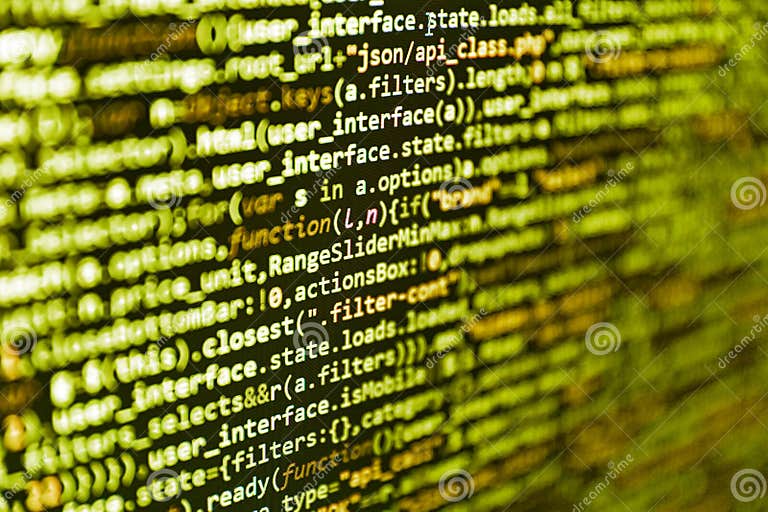 SEO Concepts for Better SERP. Developer Working on Source Codes on Computer at Office Stock ...