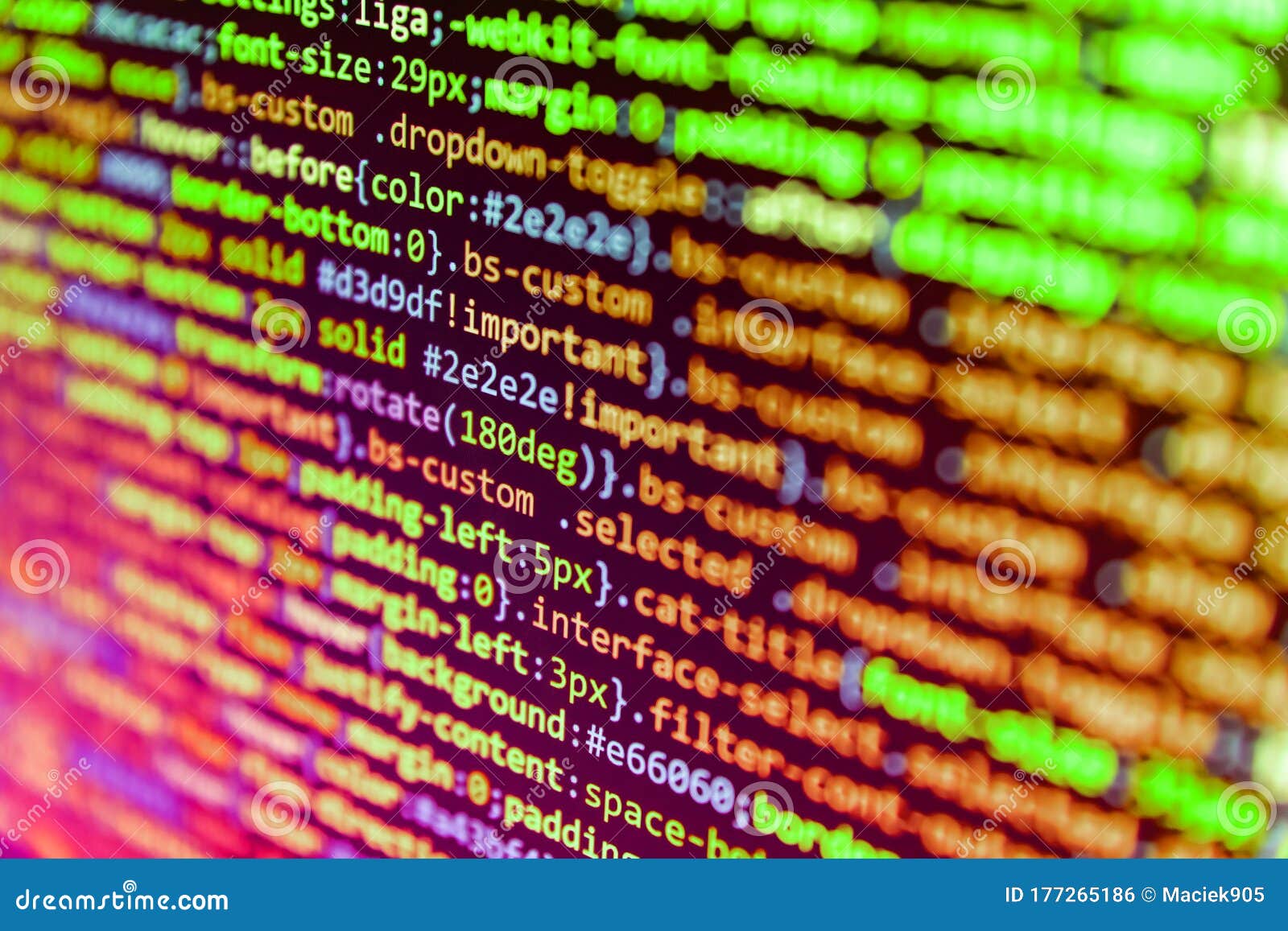 SEO Concepts for Better SERP. Software Developer Programming Code on Black Screen Stock Photo ...